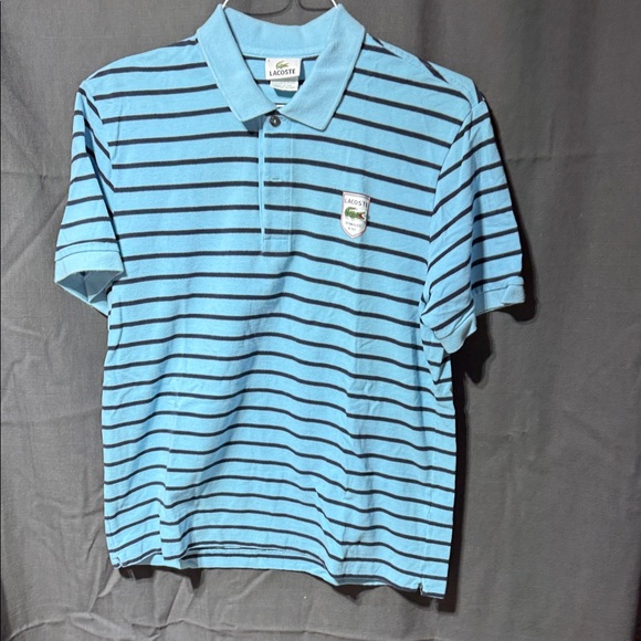 Lacoste | Shirts | Lacoste Light Blue And Black Striped Polo Shirt ...